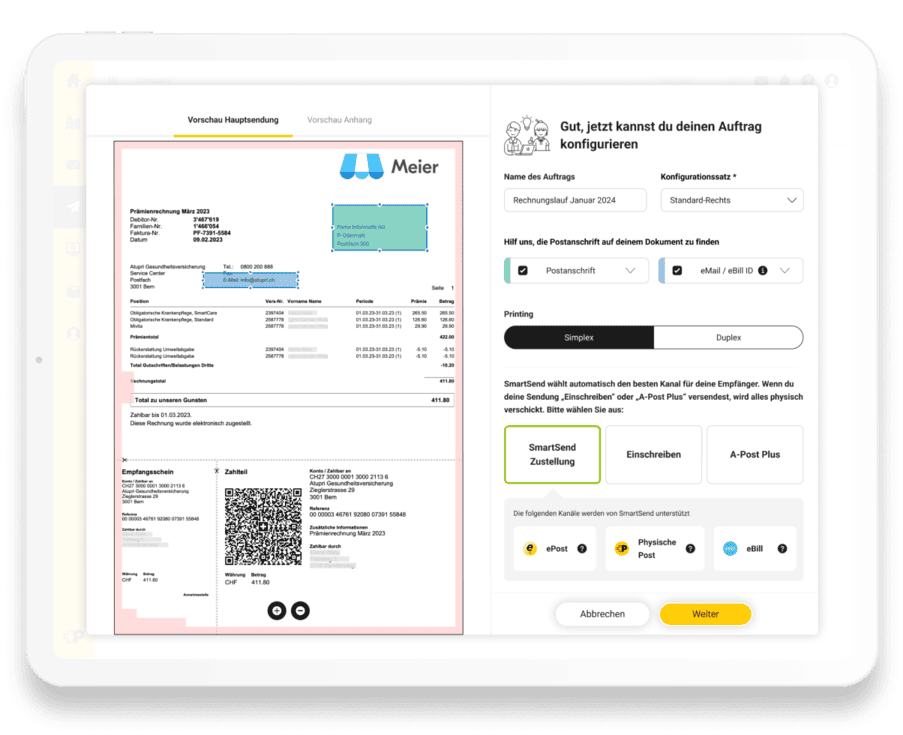 Envoyer du courrier professionnel en ligne avec SmartSend | ePost Suisse